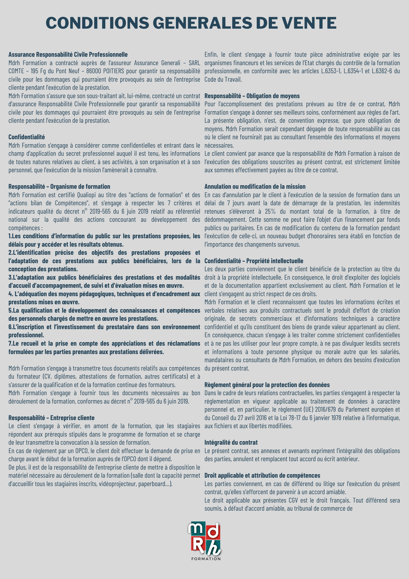 CGV - Mdrh formation